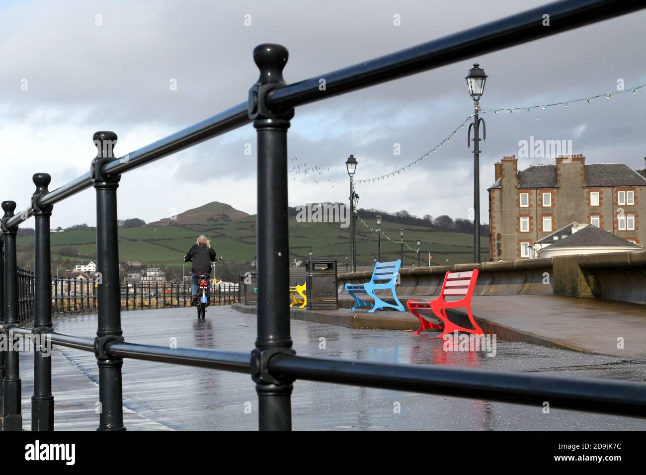 Largs, Ayrshire, Scotland, UK. Seafront Promenade, with colourful ...