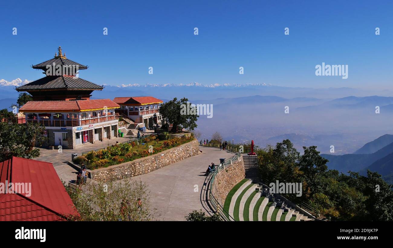 Chandragiri, Nepal - 12/02/2019: Panoramic view from the top of a ...