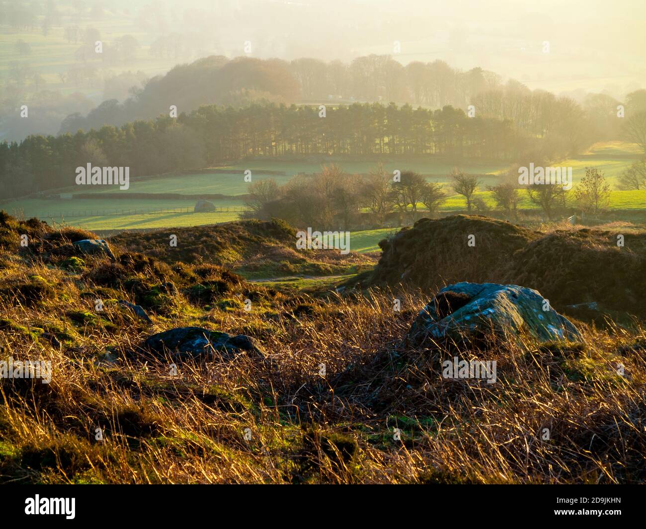 Winter landscape at Baslow Edge in the Peak District National Park ...