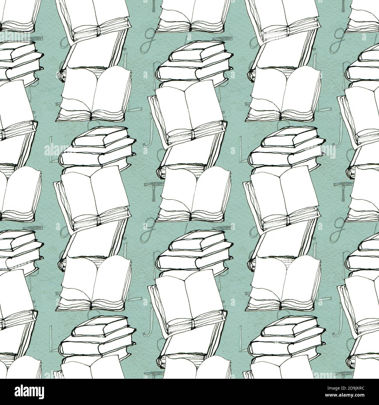 Seamless pattern with books Stock Photo - Alamy