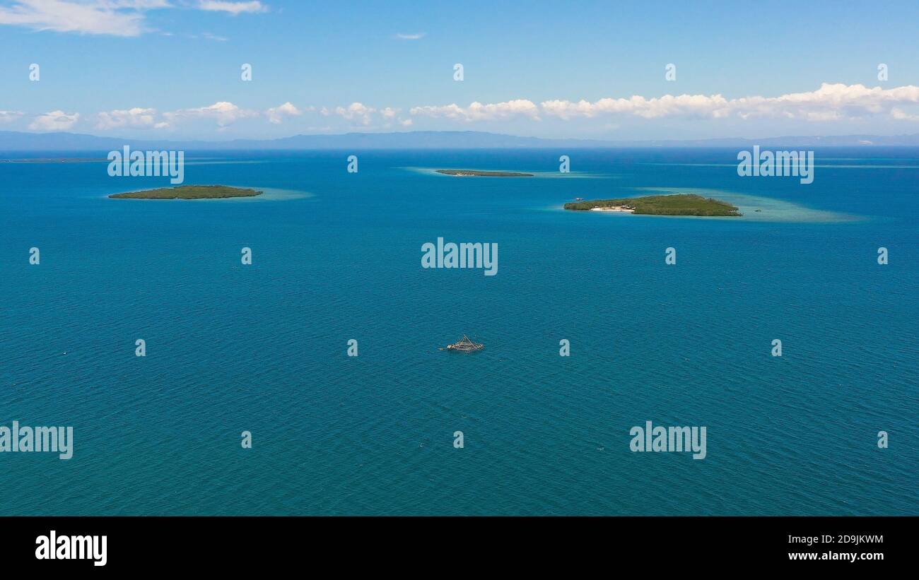 Aerial view of tropical Islands in the Cebu Strait. Seascape: Islands ...