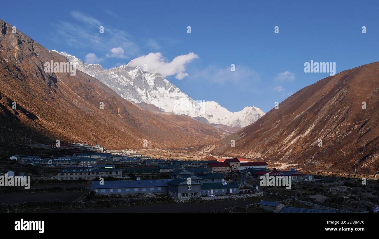 Dingboche, Nepal - 11/22/2019: Panoramic view of small Sherpa village ...