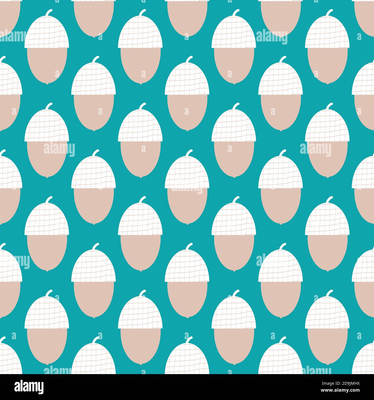 Stylized vector acorn seamless pattern background.Aqua blue blue pink ...