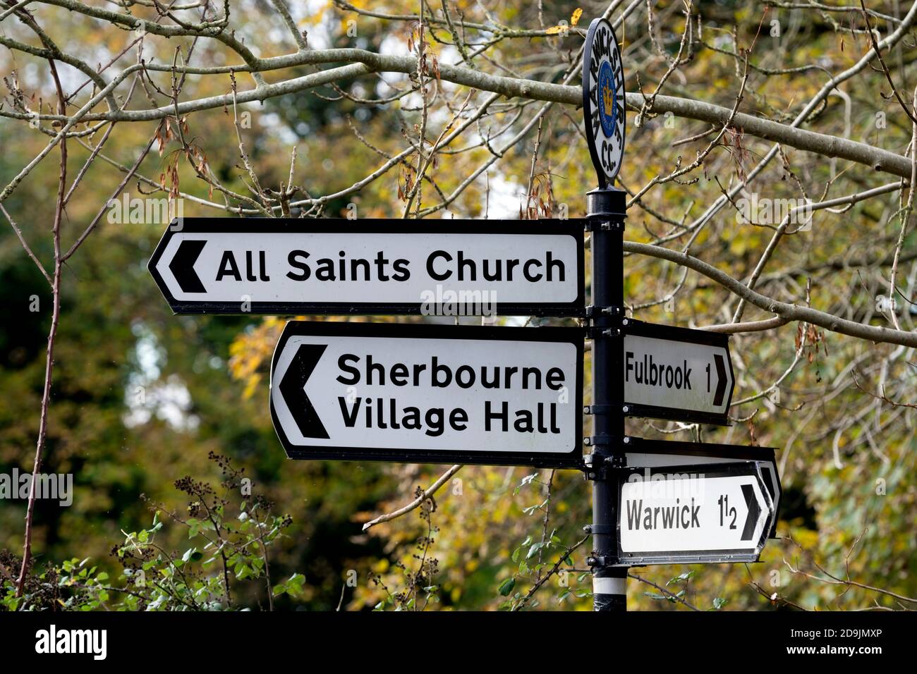 A road sign in Sherbourne village, Warwickshire, England, UK Stock ...