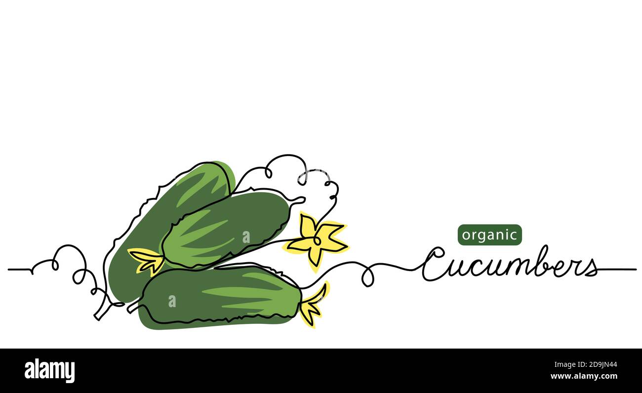Cucumbers vector illustration. One line drawing art illustration with ...