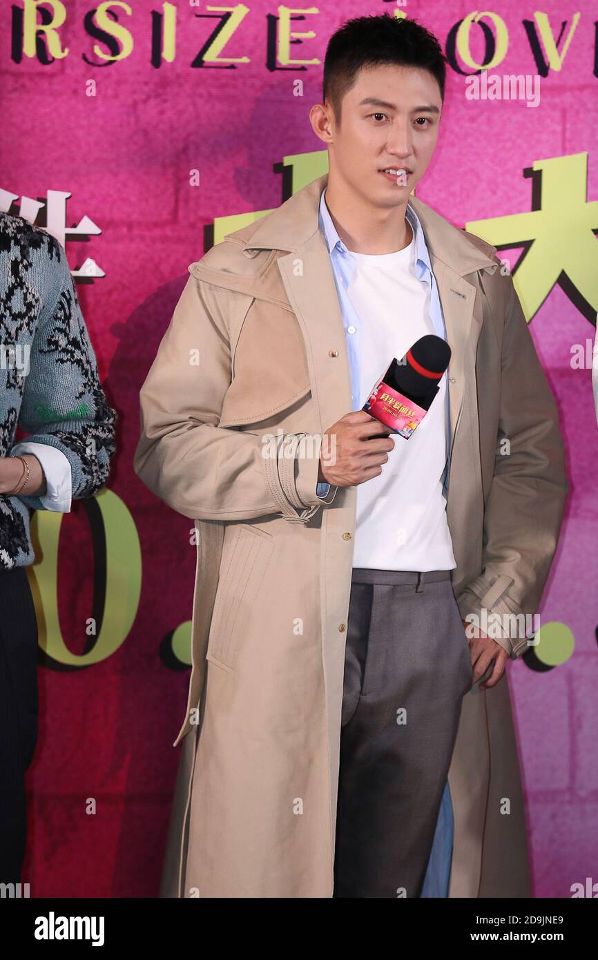 Chinese actor and model Huang Jingyu, also known as Johnny Huang, attends the premiere of his ...