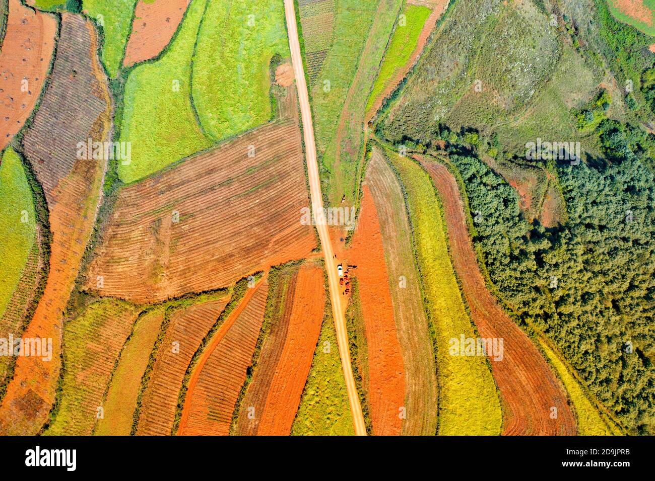 Aerial view of the colourful land which looks like an oil painting in ...