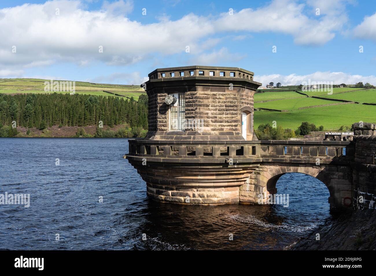 The valve tower, Digley Reservoir, near Holmfirth West Yorkshire Stock ...