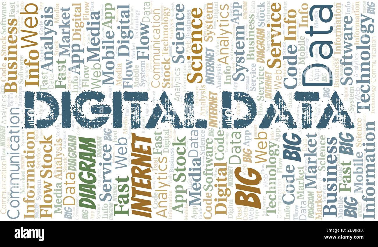 Digital Data vector word cloud, made with the text only Stock Vector ...