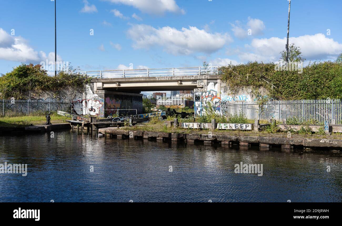 Lock joining the Bridgewater Canal and the Pomona Dock of the ...