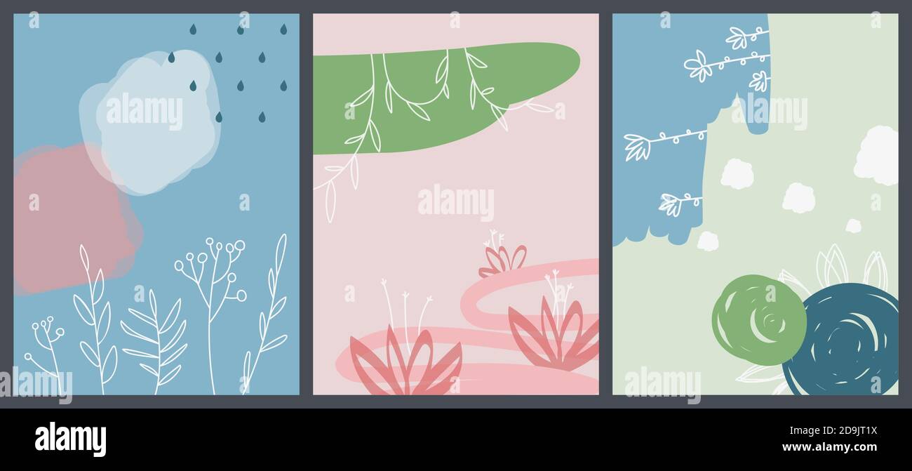 Collection of hand drawn posters. Creative abstract art Stock Vector ...