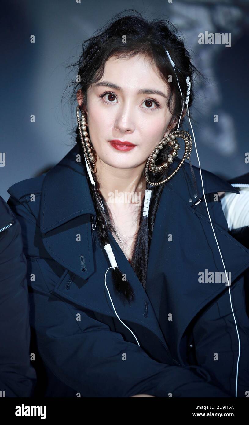 Chinese actress and singer Yang Mi stands for Chinese clothing company ...