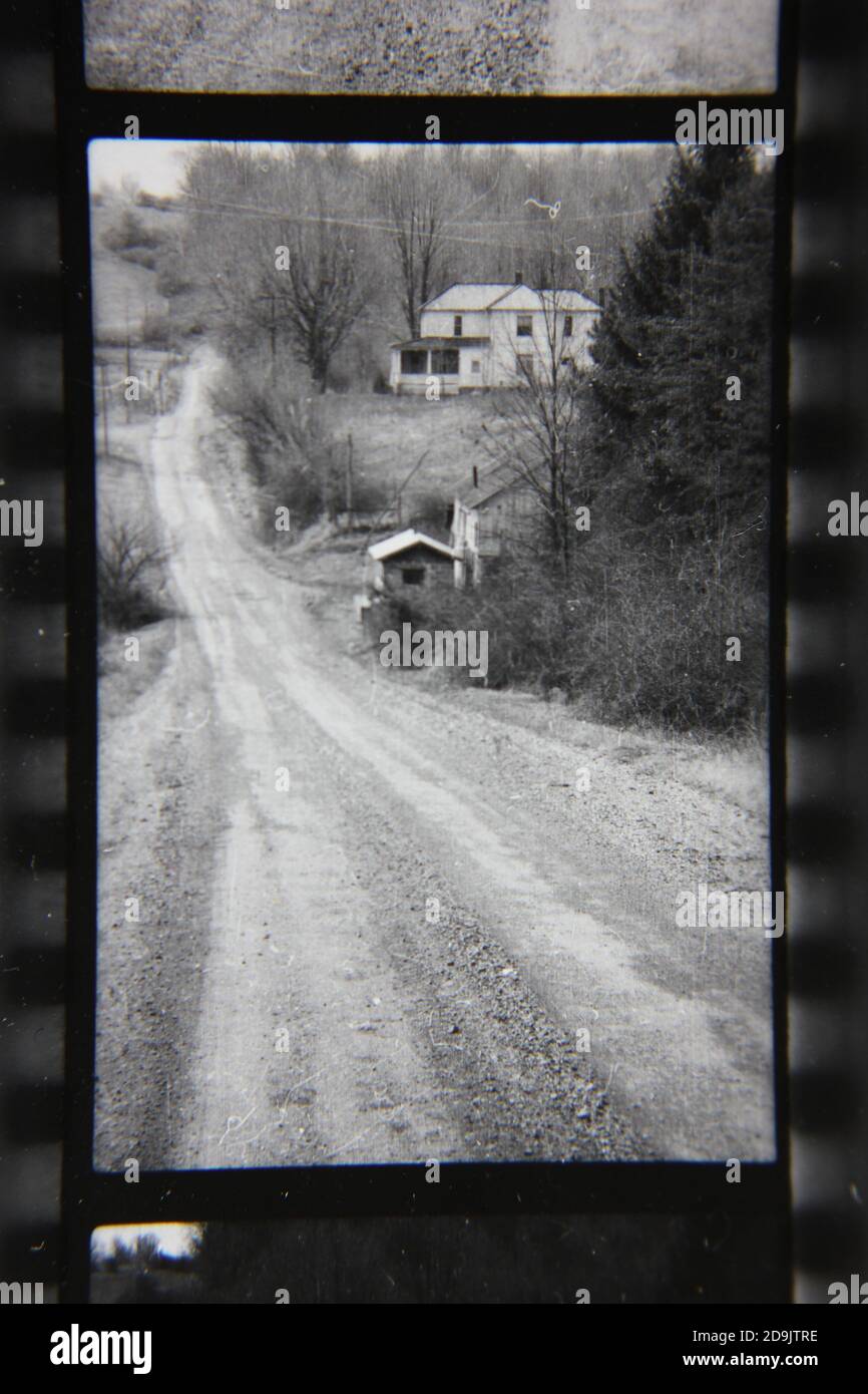 Fine 1970s vintage black and white photography of an old country lane ...