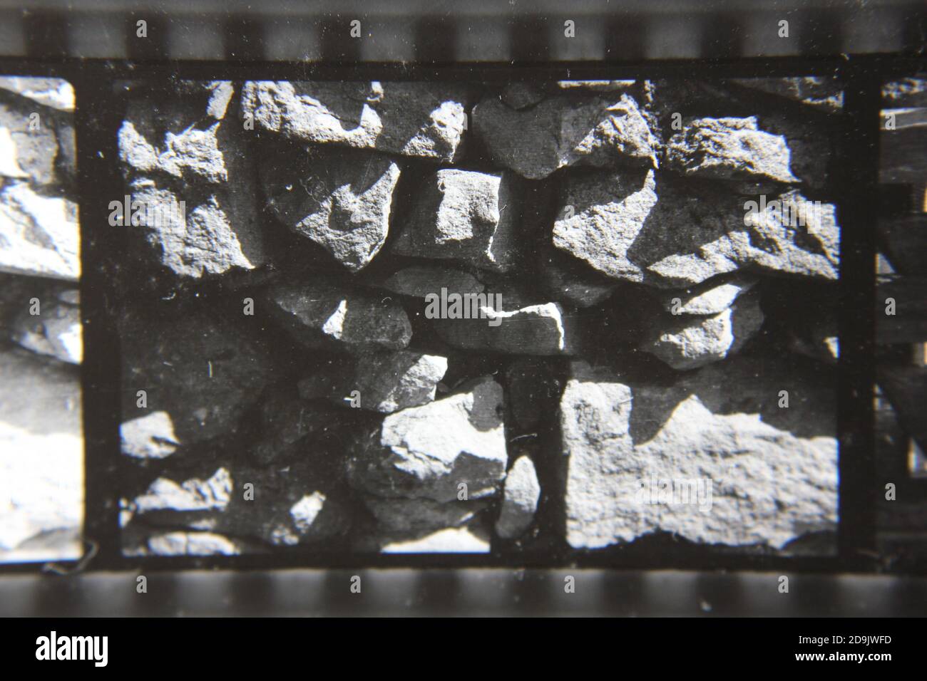 Fine 1970s vintage black and white photography of a stone rock wall ...