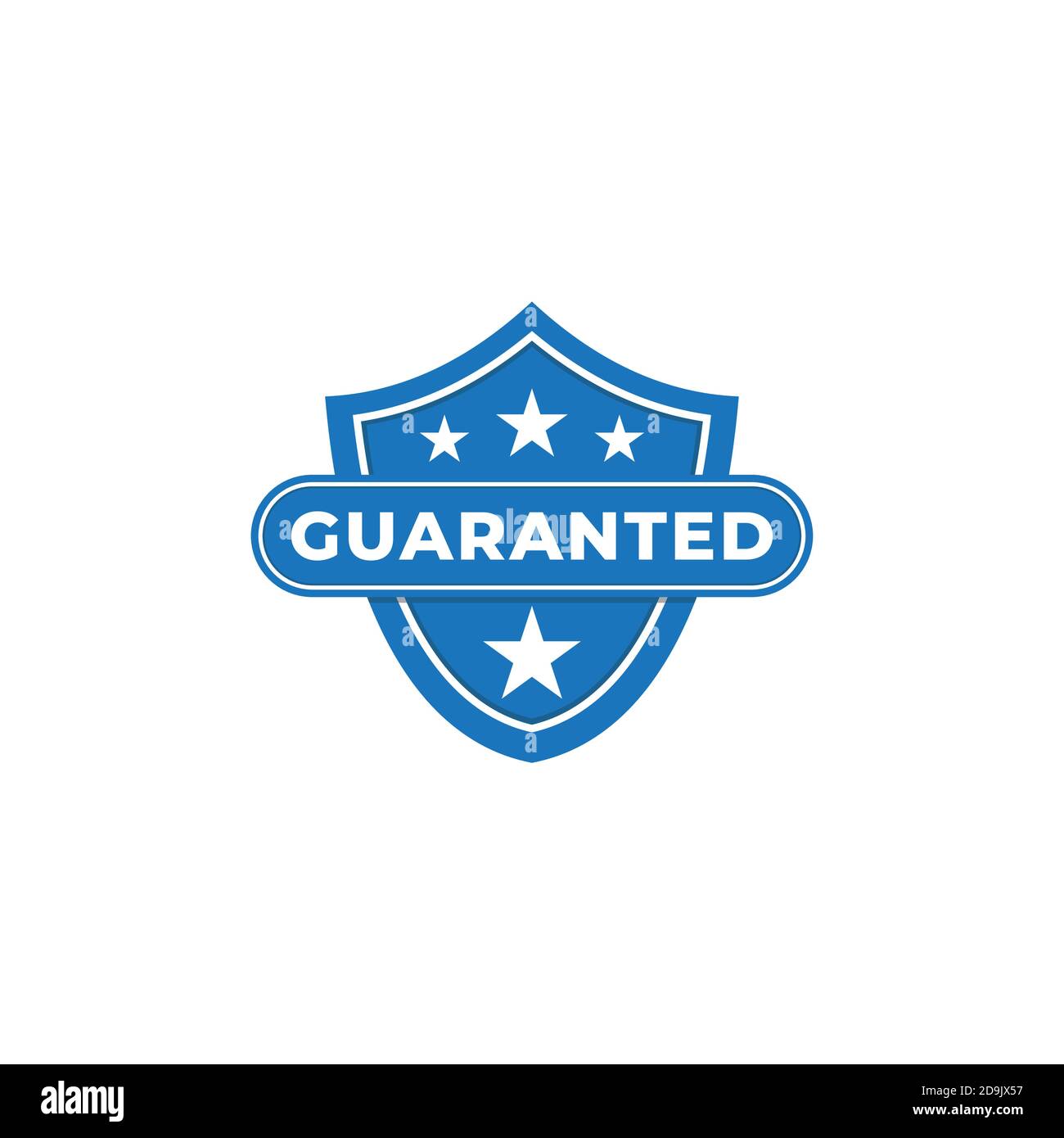 Guaranted label vector illustration isolated on white background. Blue ...