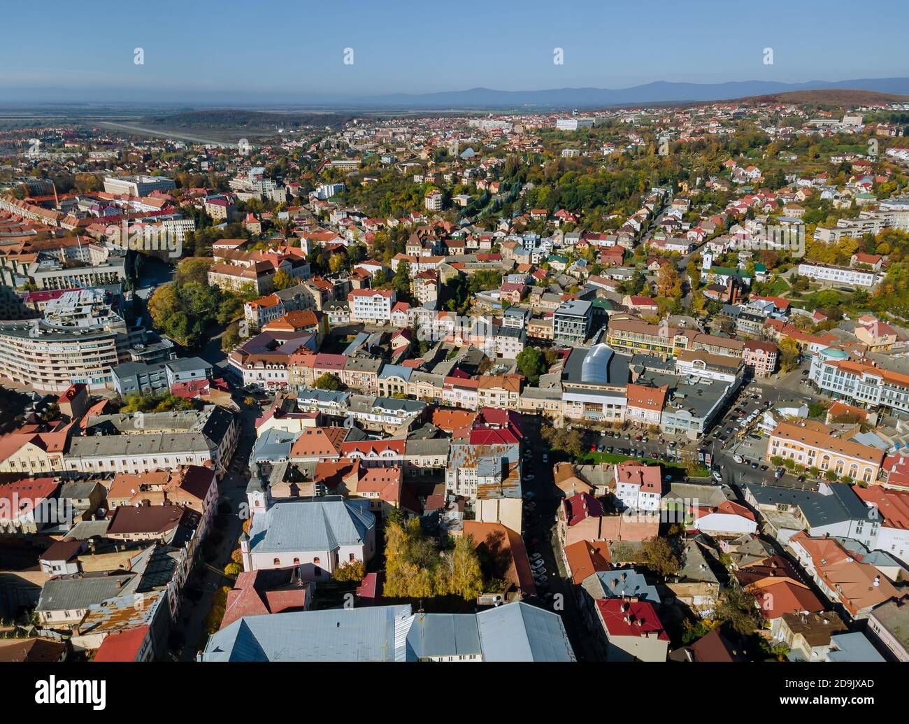 Streets and architecture of the old city of Uzhgorod in Zakarpattya ...