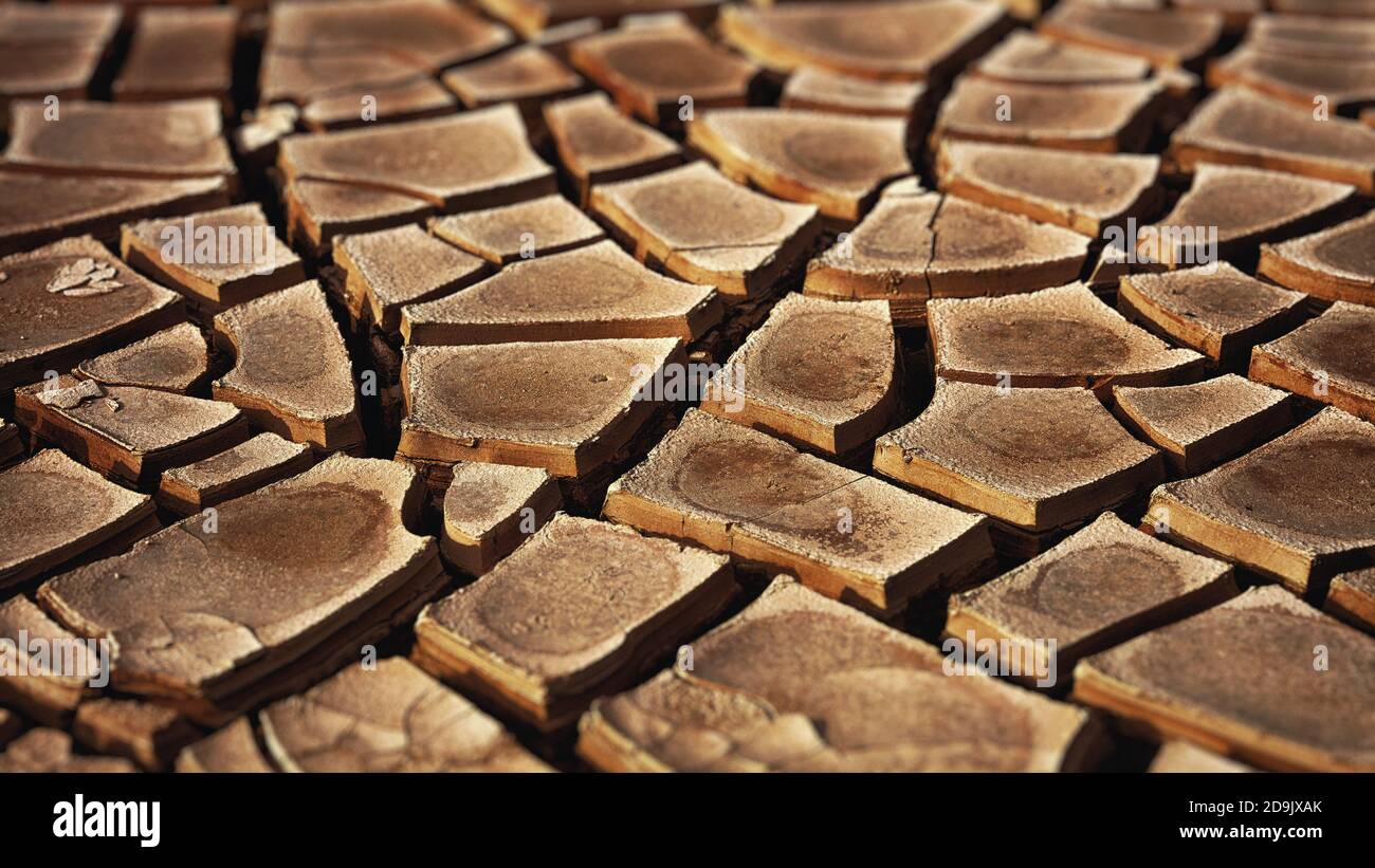 Cracked earth at the bottom water reservoir, deep crack. Effects of ...