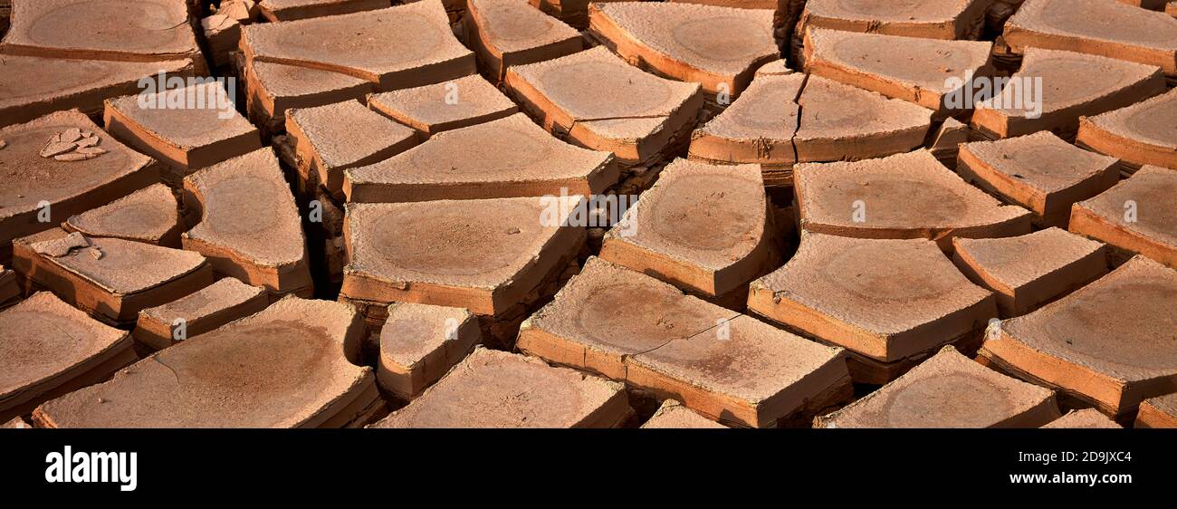 Cracked earth at the bottom water reservoir, deep crack. Effects of ...