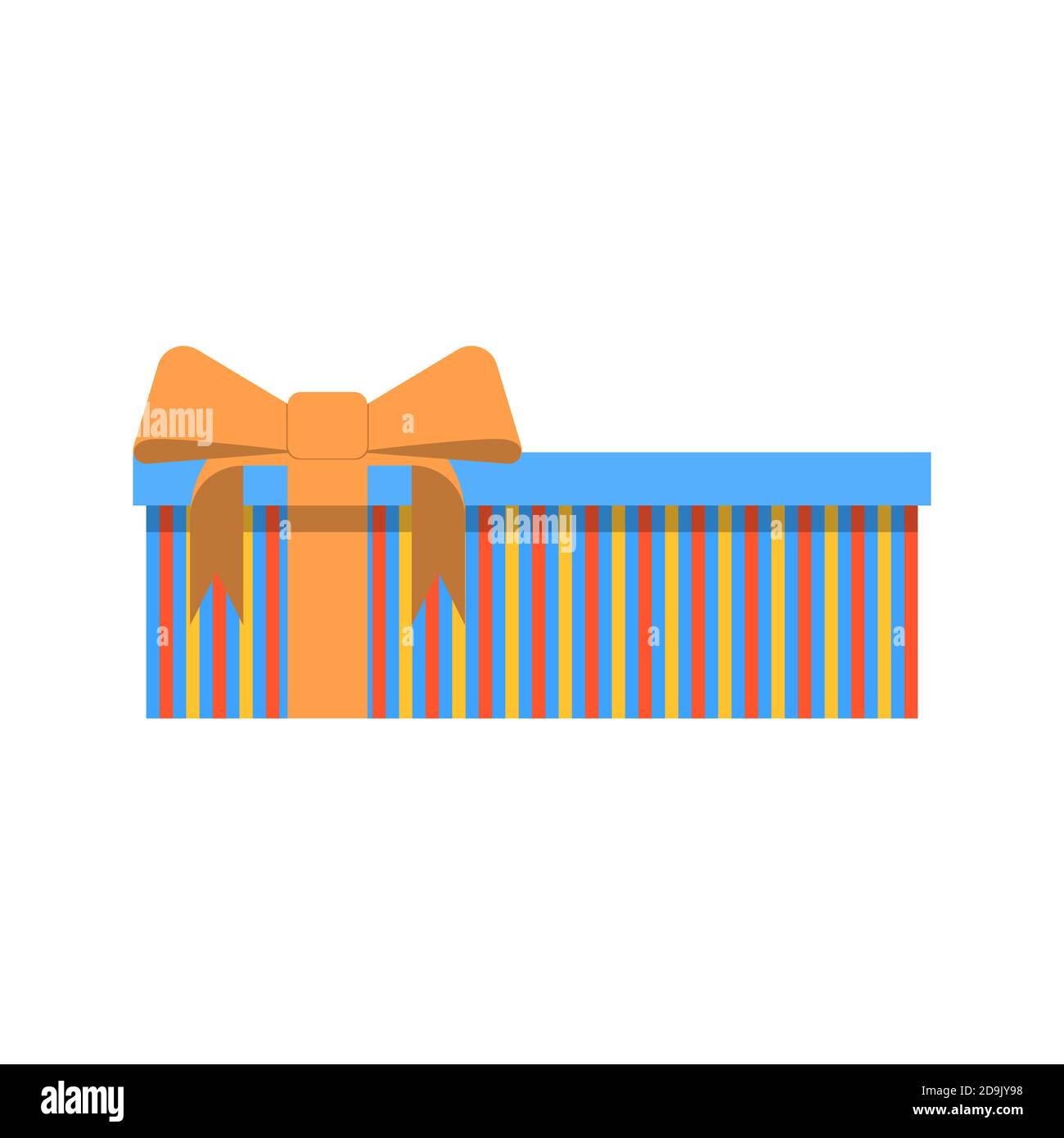 Vector illustration of gift box with orange ribbon with vertical ...