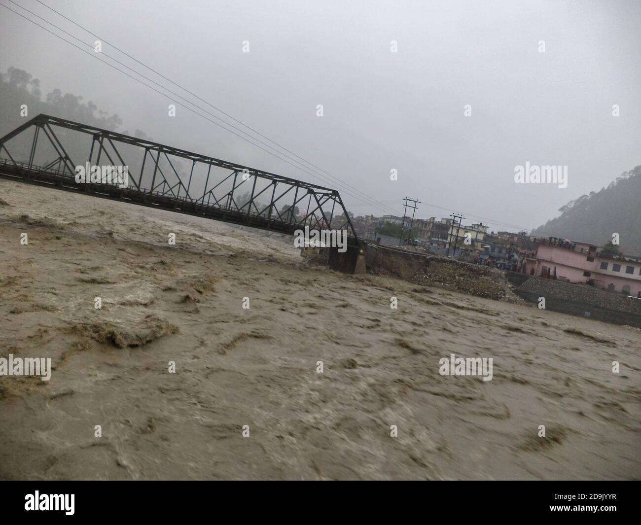 Disaster flood in river Ganges India. The Ganges River has been heavily ...