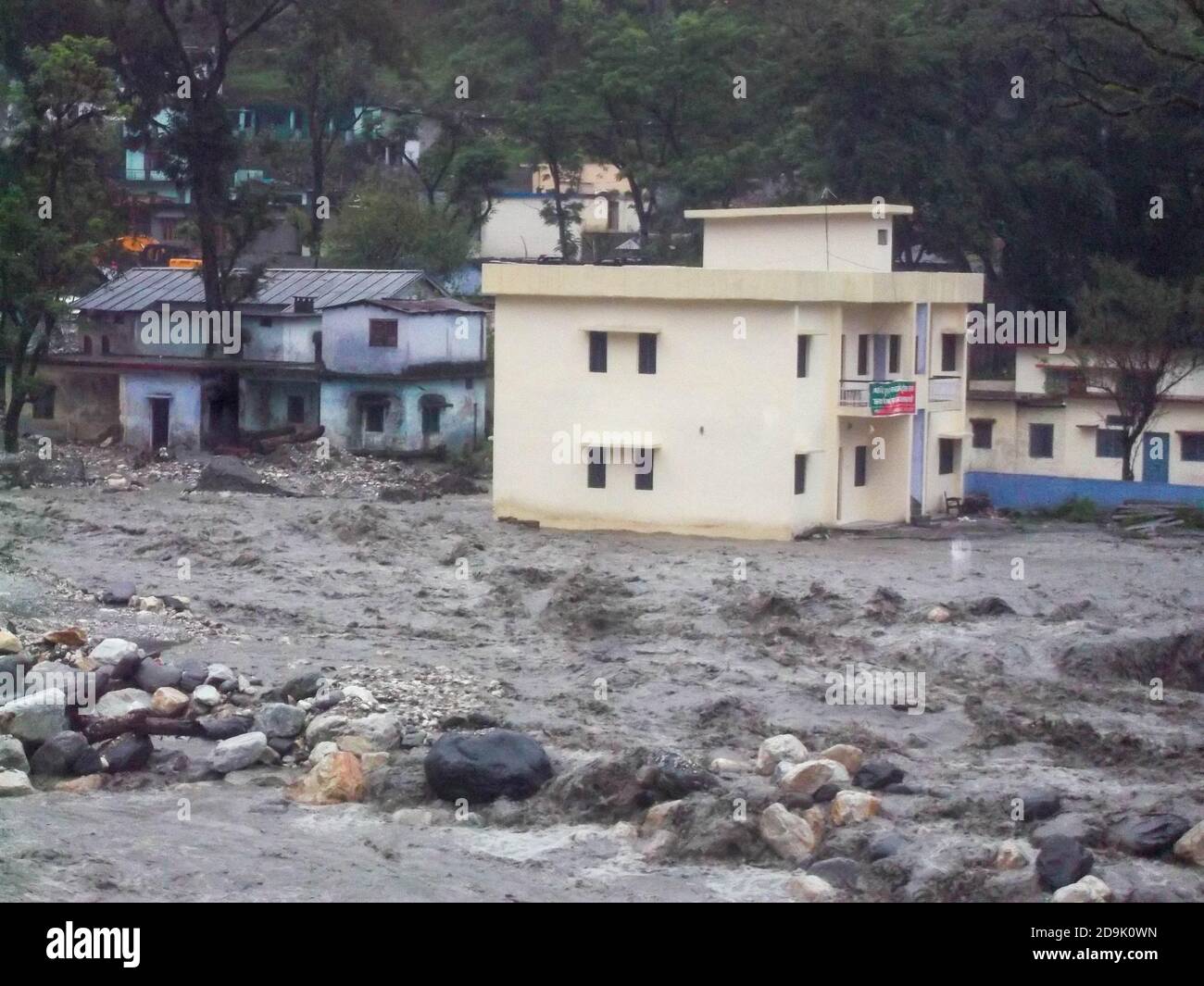 Disaster flood in river Ganges India. the Ganges River has been heavily ...