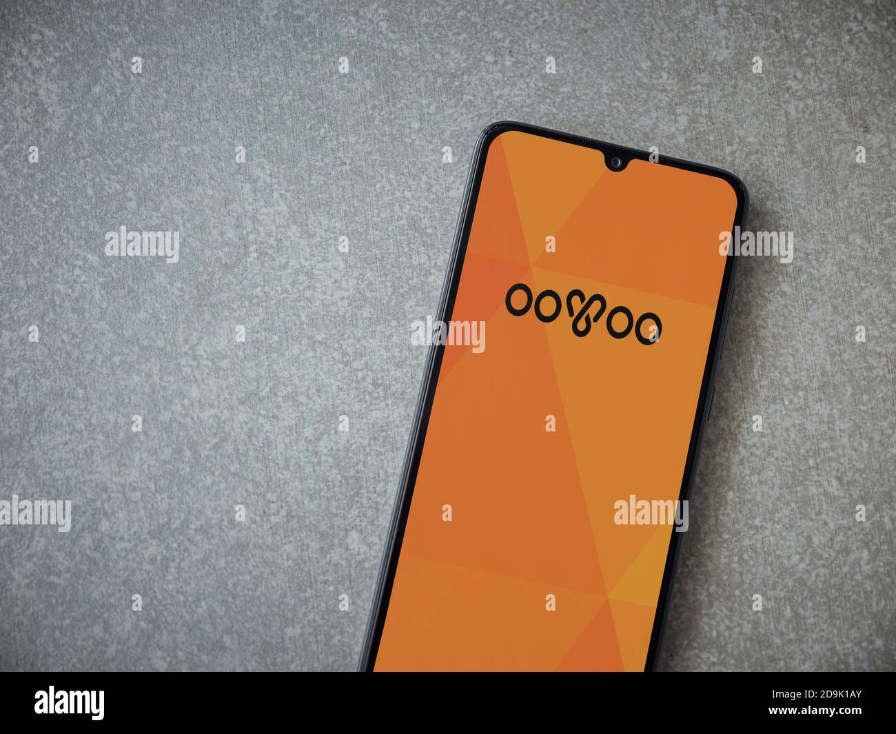 Lod, Israel - July 8, 2020: ooVoo app launch screen with logo on the display of a black mobile ...