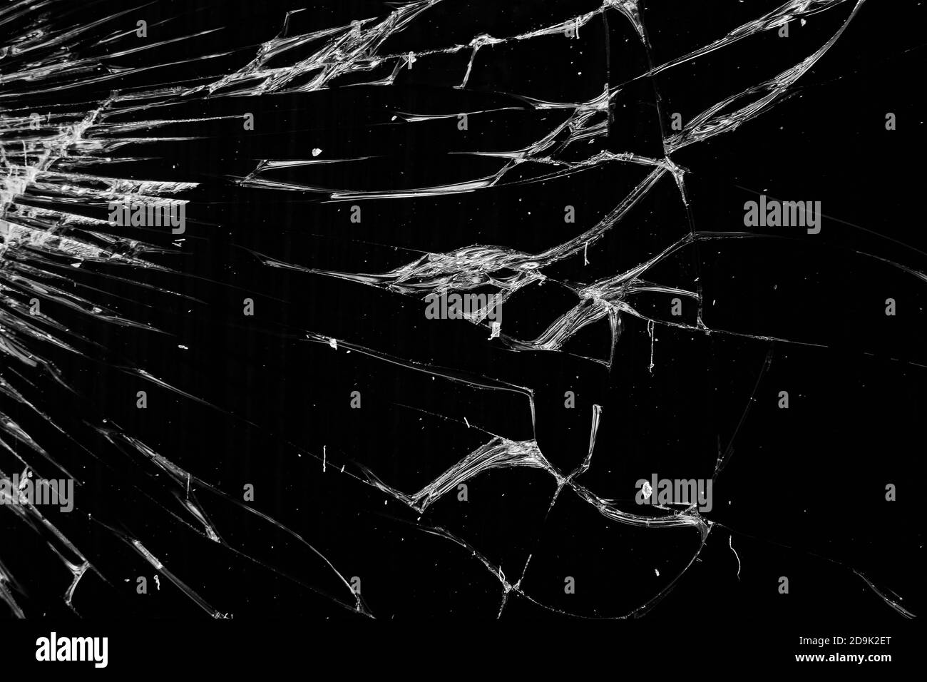 Broken glass - white lines on black background, design element. touch ...