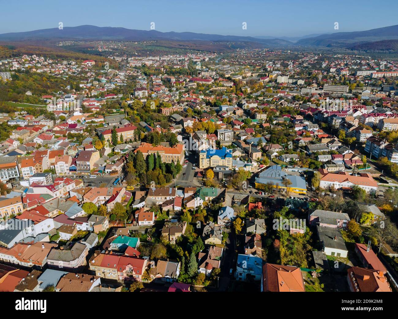 Uzhgorod old city landscape with houses roofs in Zakarpattya Ukraine ...