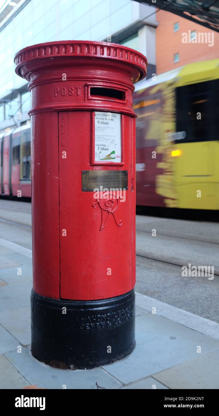 MANCHESTER, UNITED KINGDOM - Feb 11, 2019: Famous British post box that ...
