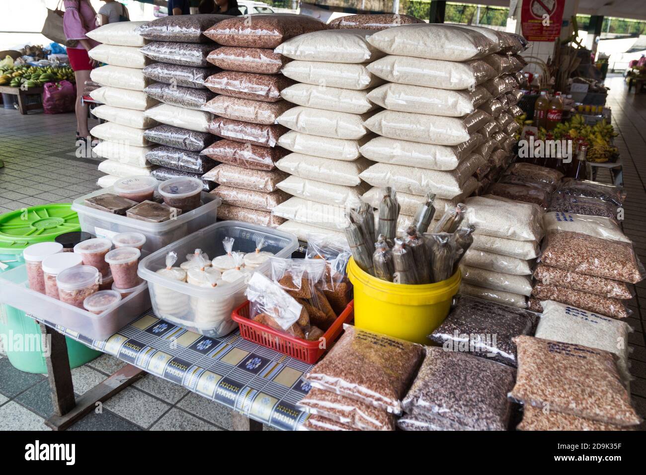 Organic Bario rice retailed at market stall in Miri, Sarawak Stock ...