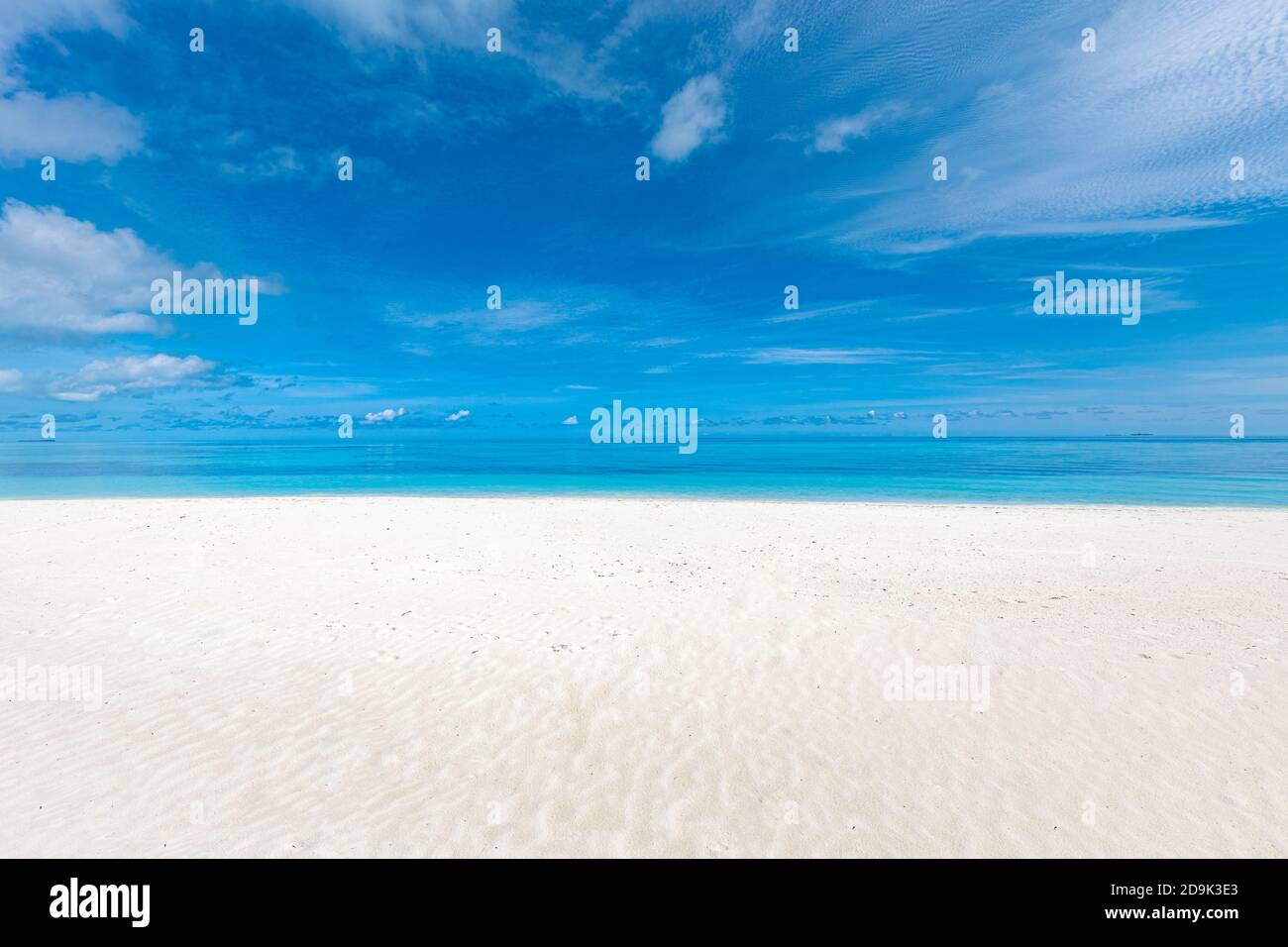 White sandy tropical beach and soft sunlight background and banner. Sea ...