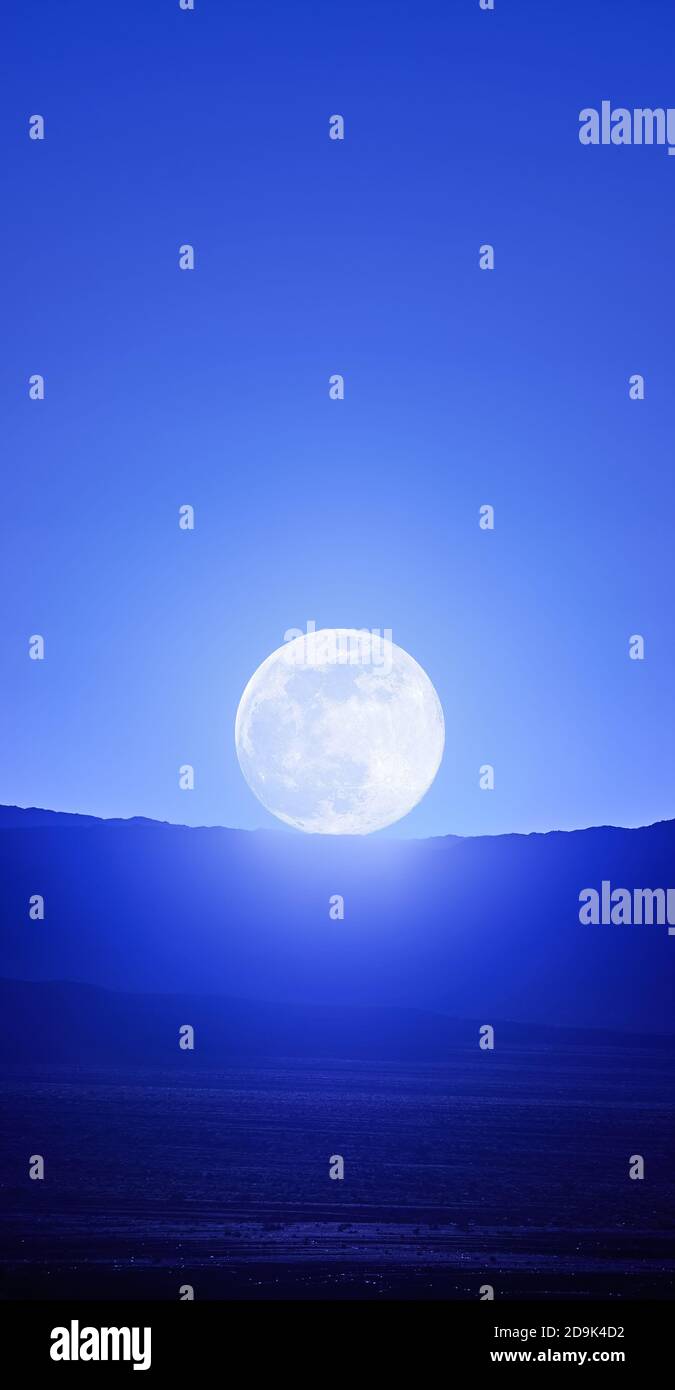 Beautiful Full Moon over the mountains. Moonrise in the mountains ...