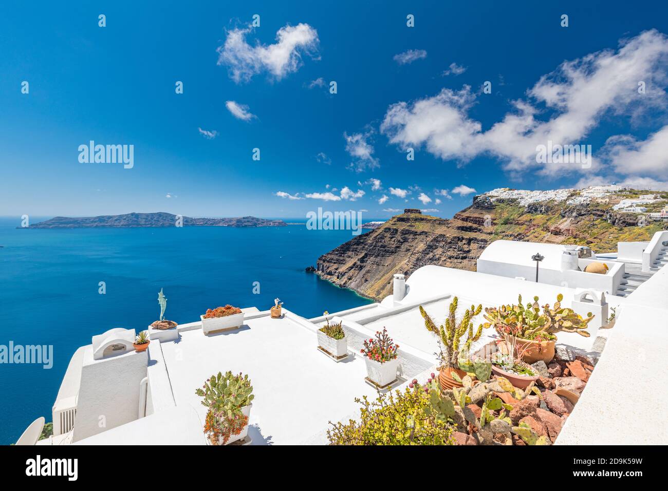 White architecture on Santorini island, Greece. Beautiful landscape ...