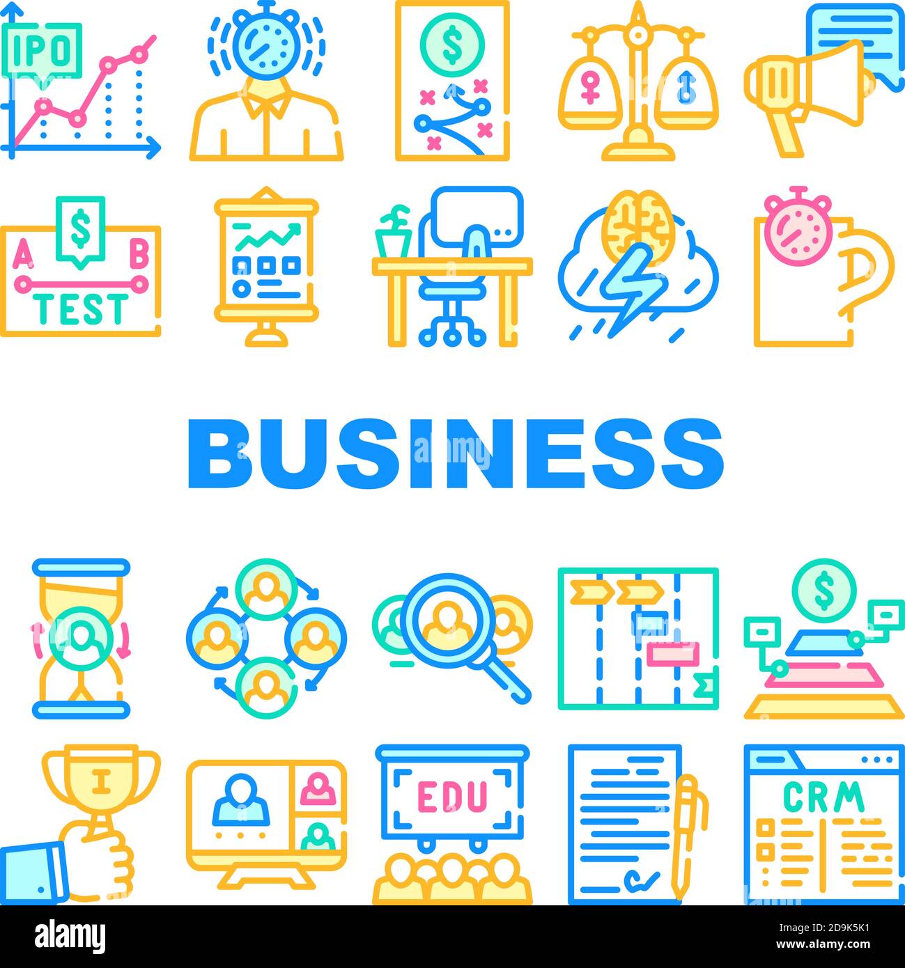 Business Situations Collection Icons Set Vector Illustration Stock ...