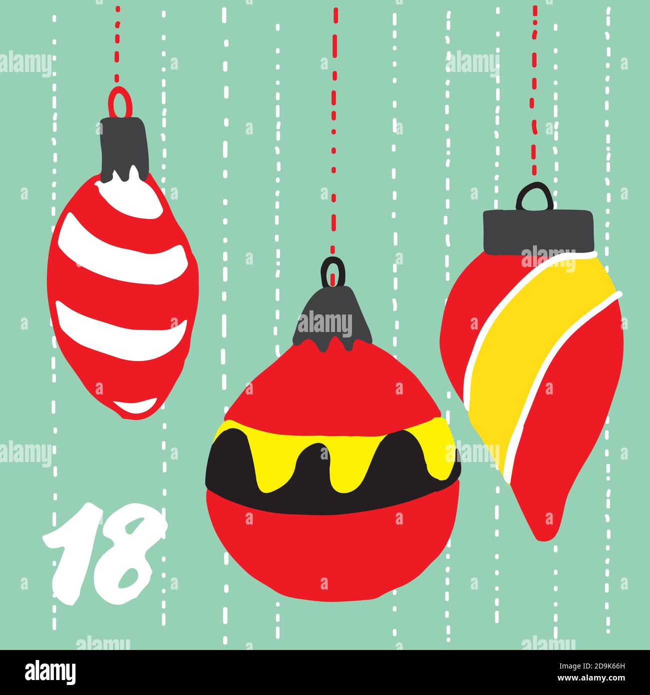 Christmas advent calendar. Hand drawn elements and numbers. Winter ...