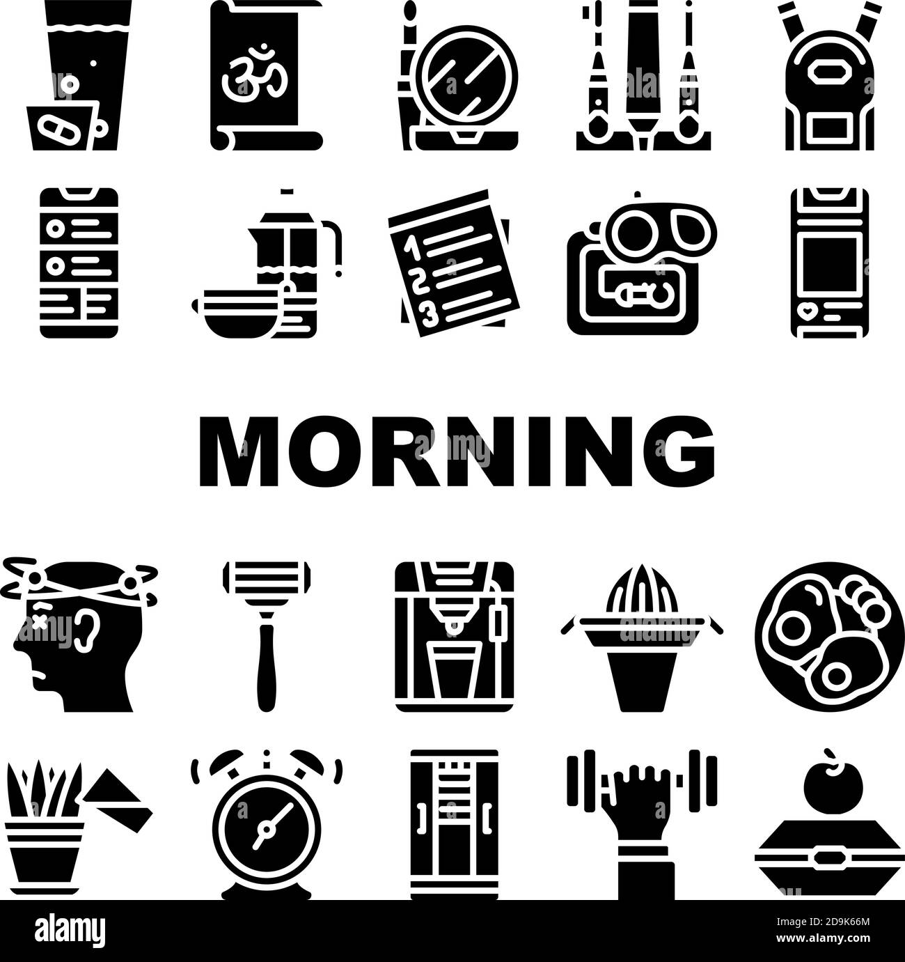 Morning Routine Daily Collection Icons Set Vector Stock Vector Image ...