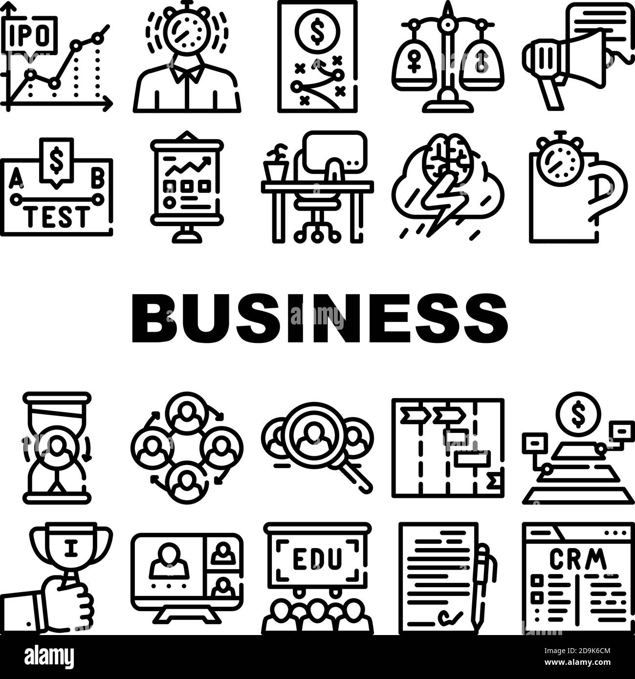 Business Situations Collection Icons Set Vector Illustration Stock ...