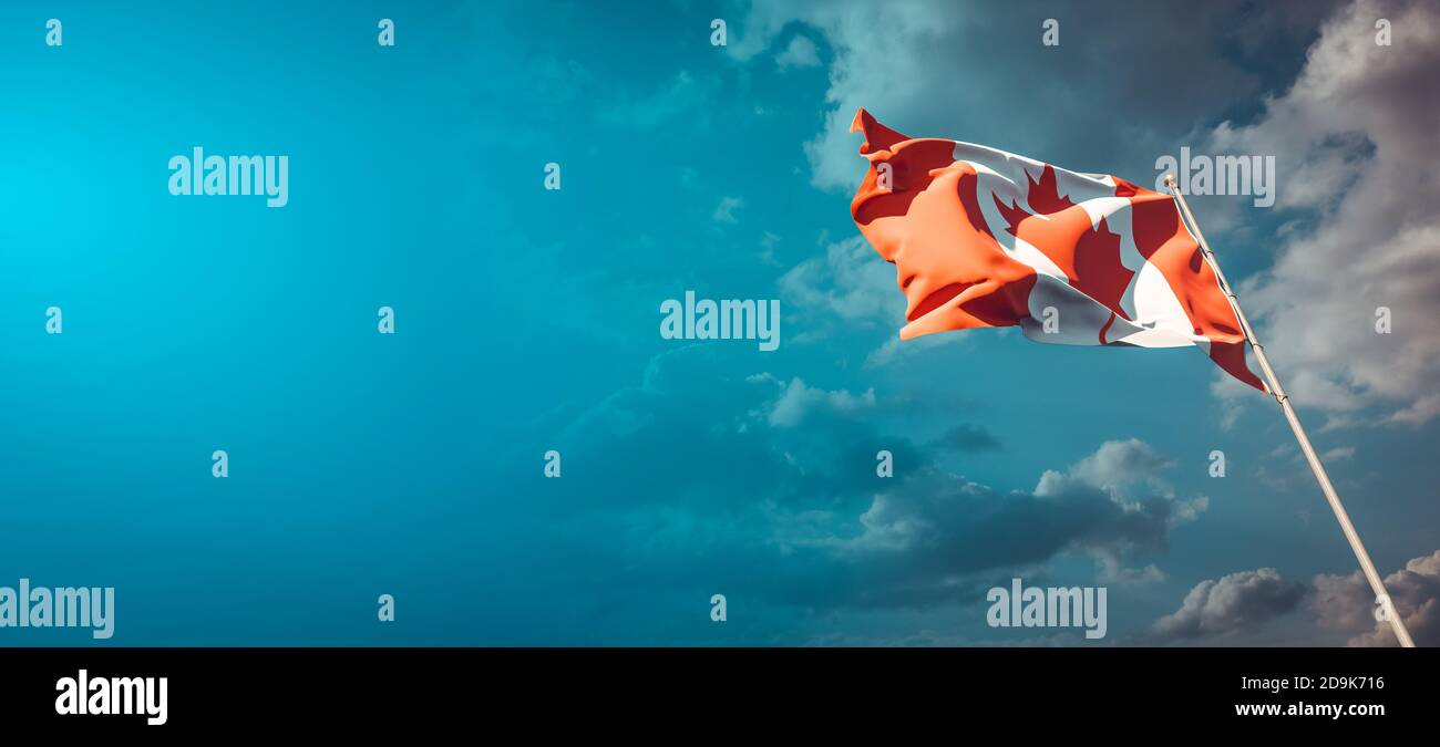 Beautiful national state flag of Canada with blank space. Canadian flag ...