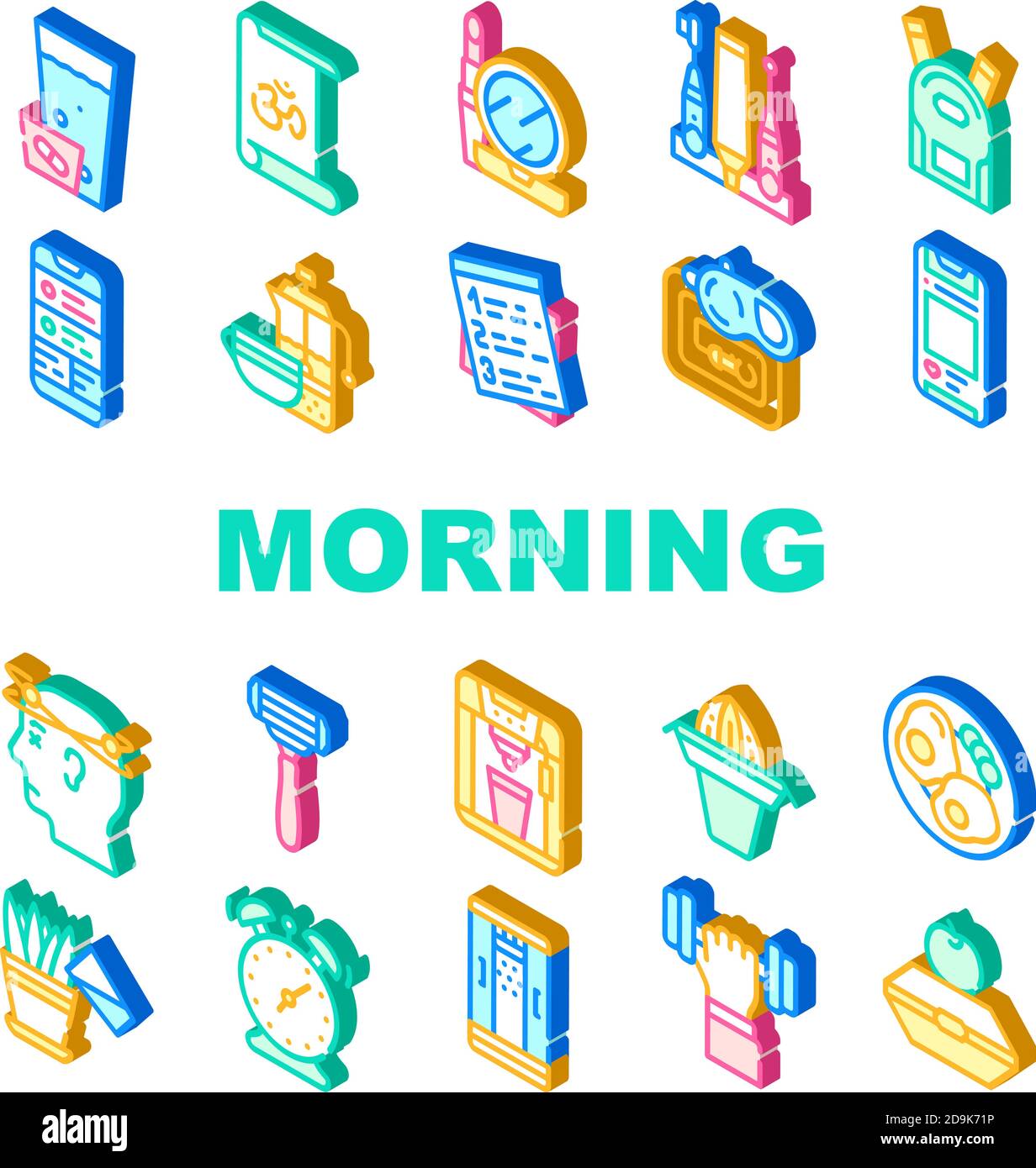 Morning Routine Daily Collection Icons Set Vector Stock Vector Image ...