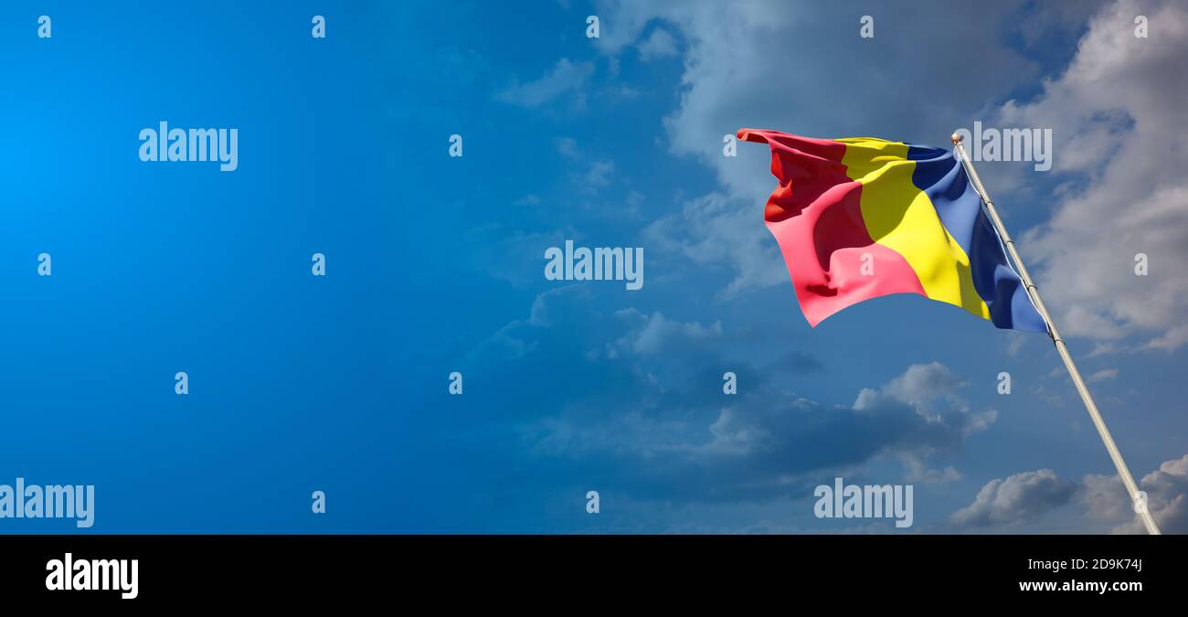 Beautiful national state flag of Romania with blank space. Romanian ...