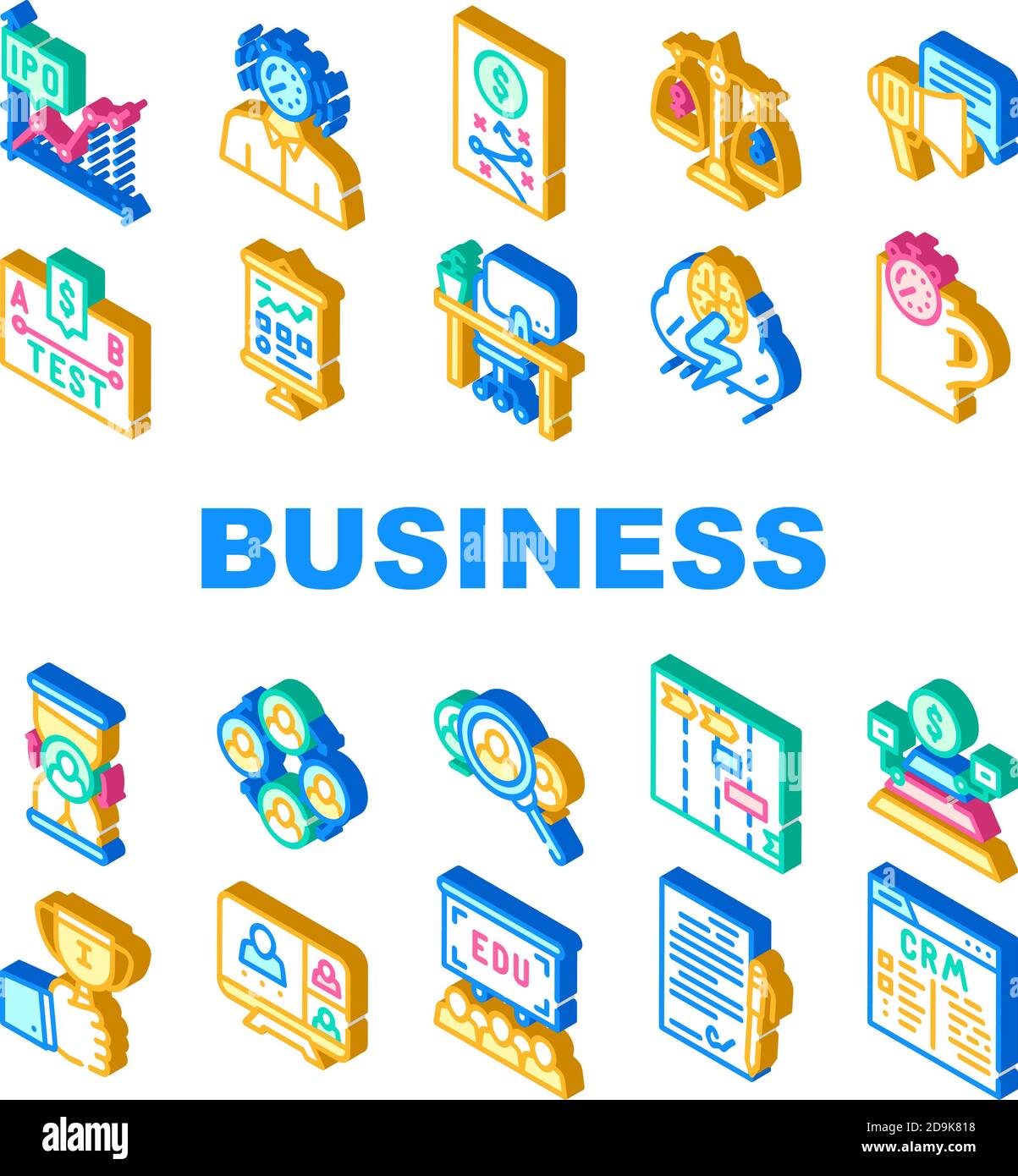 Business Situations Collection Icons Set Vector Illustration Stock ...