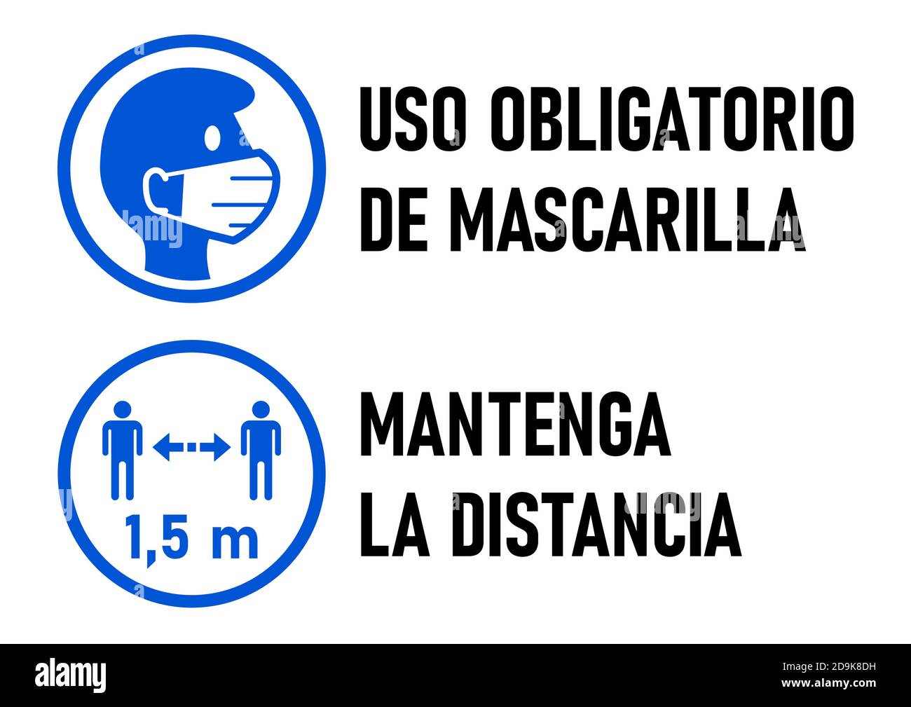 Warning Icons in Spanish "Uso Obligatorio de Mascarilla" (Face Masks ...