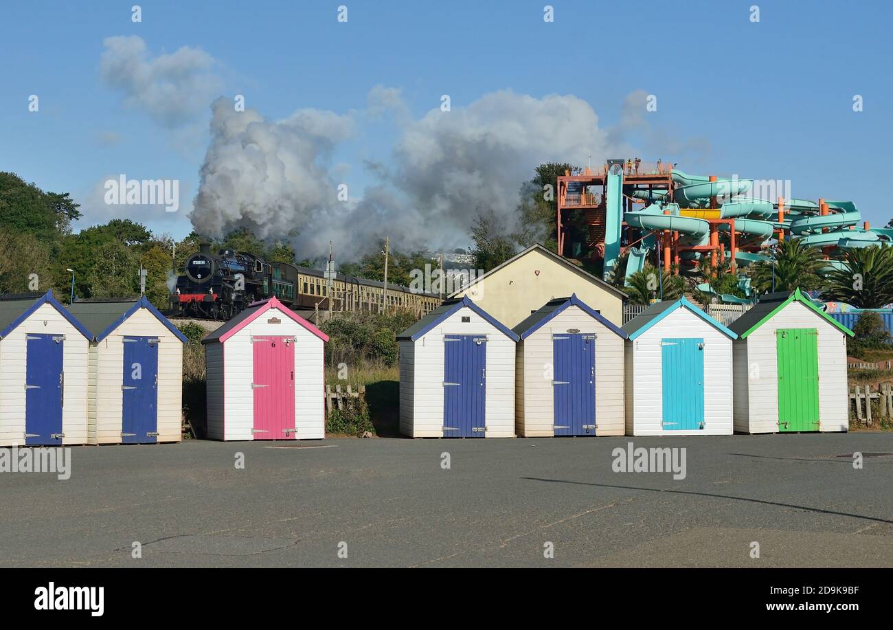 Steam train passing Goodrington on the Dartmouth Steam Railway Stock ...