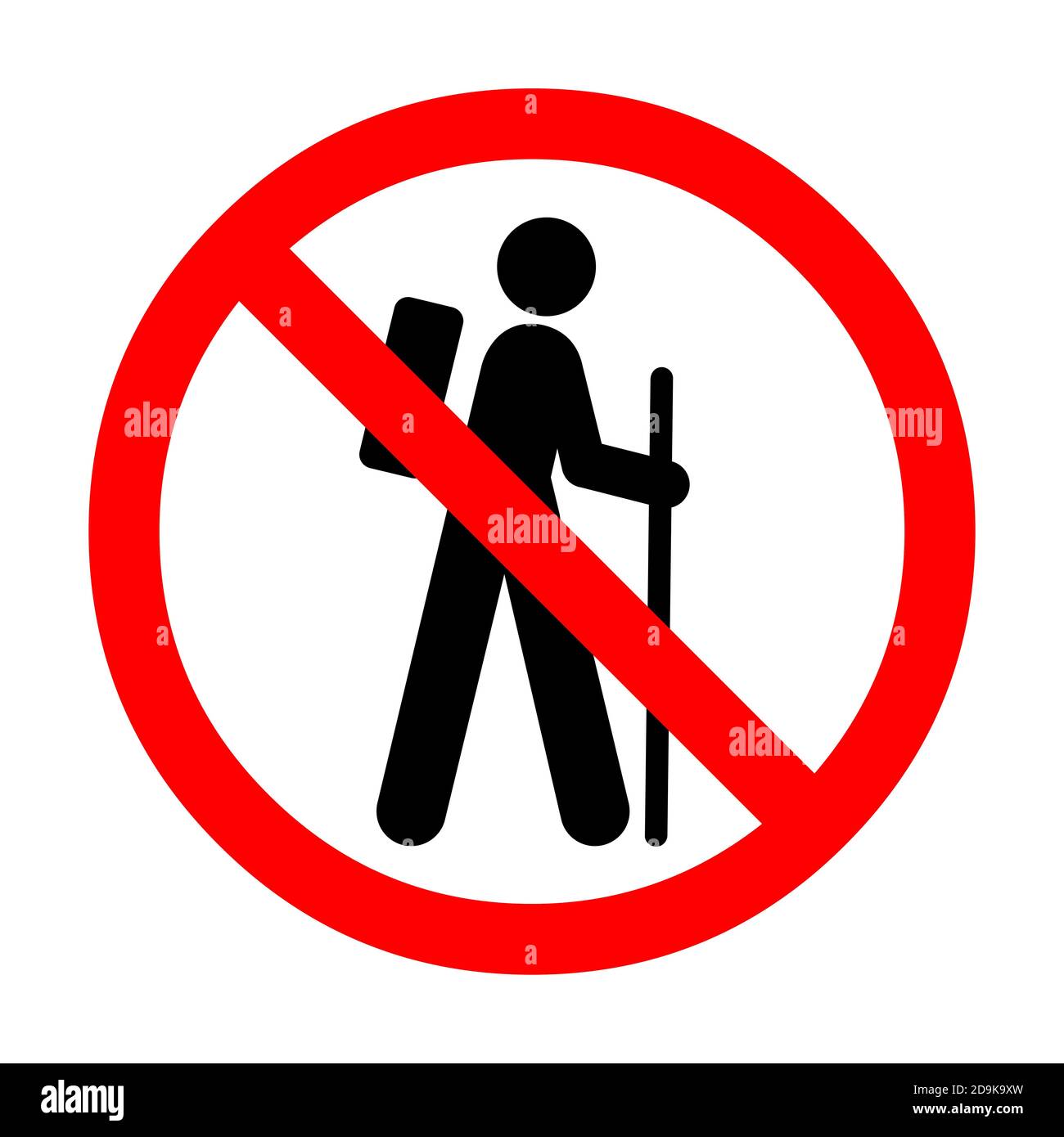 Hiking not allowed sign Stock Photo - Alamy