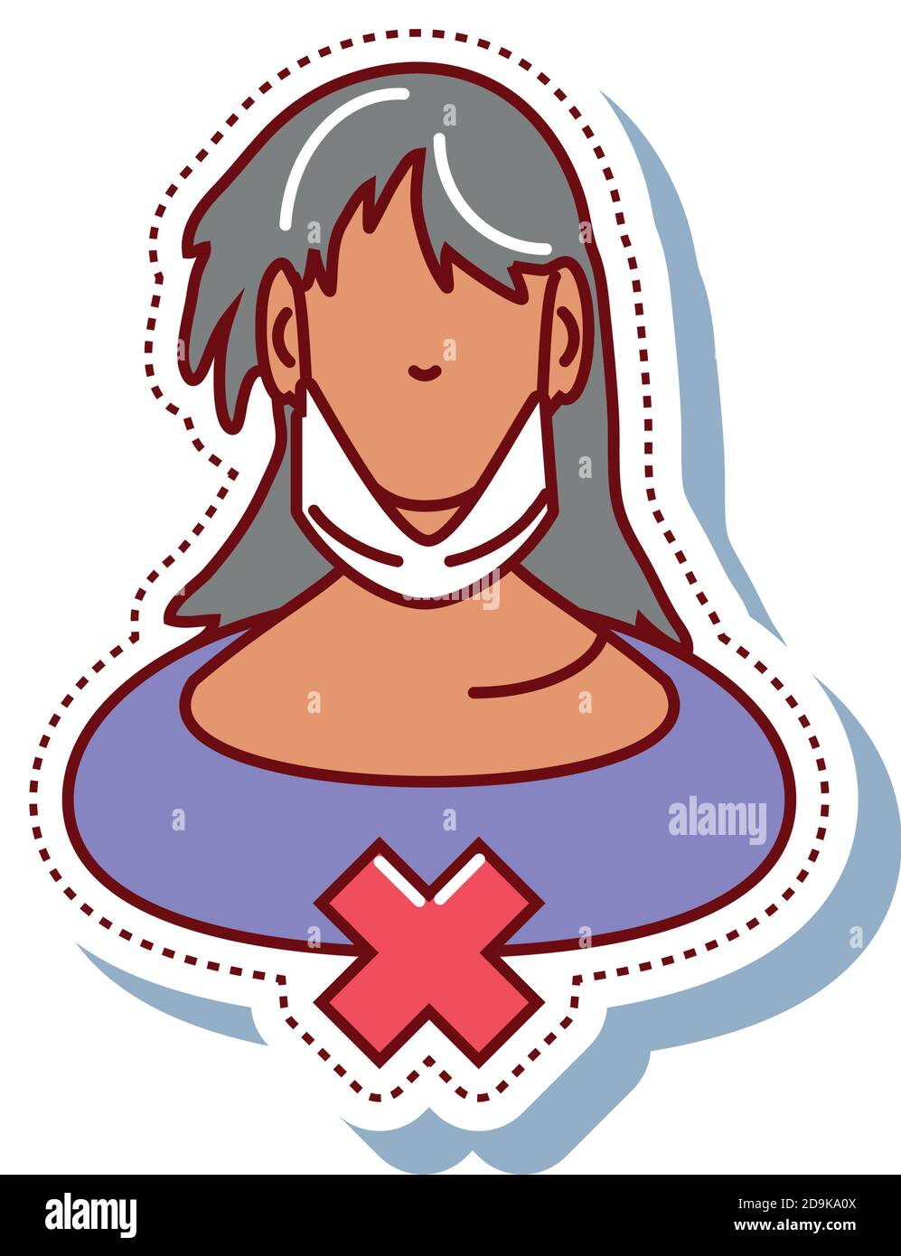 coronavirus covid 19, woman protective mask do not take off vector ...