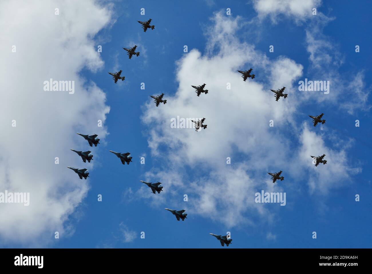 Formation of Combat aircraft in the form of the numbers 75. Rehearsal ...