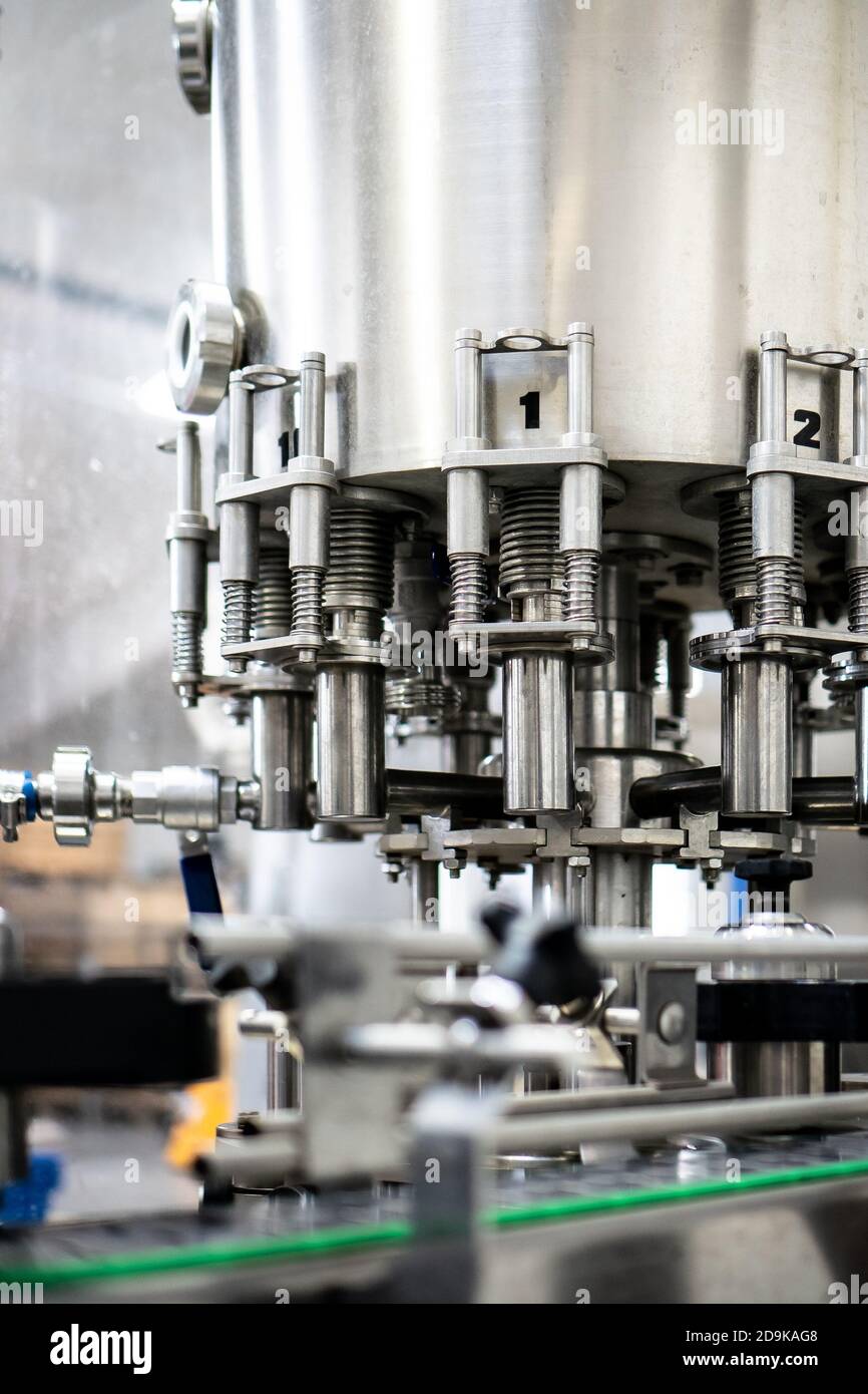 Juice making, factory line production, industry juice cans packaging ...