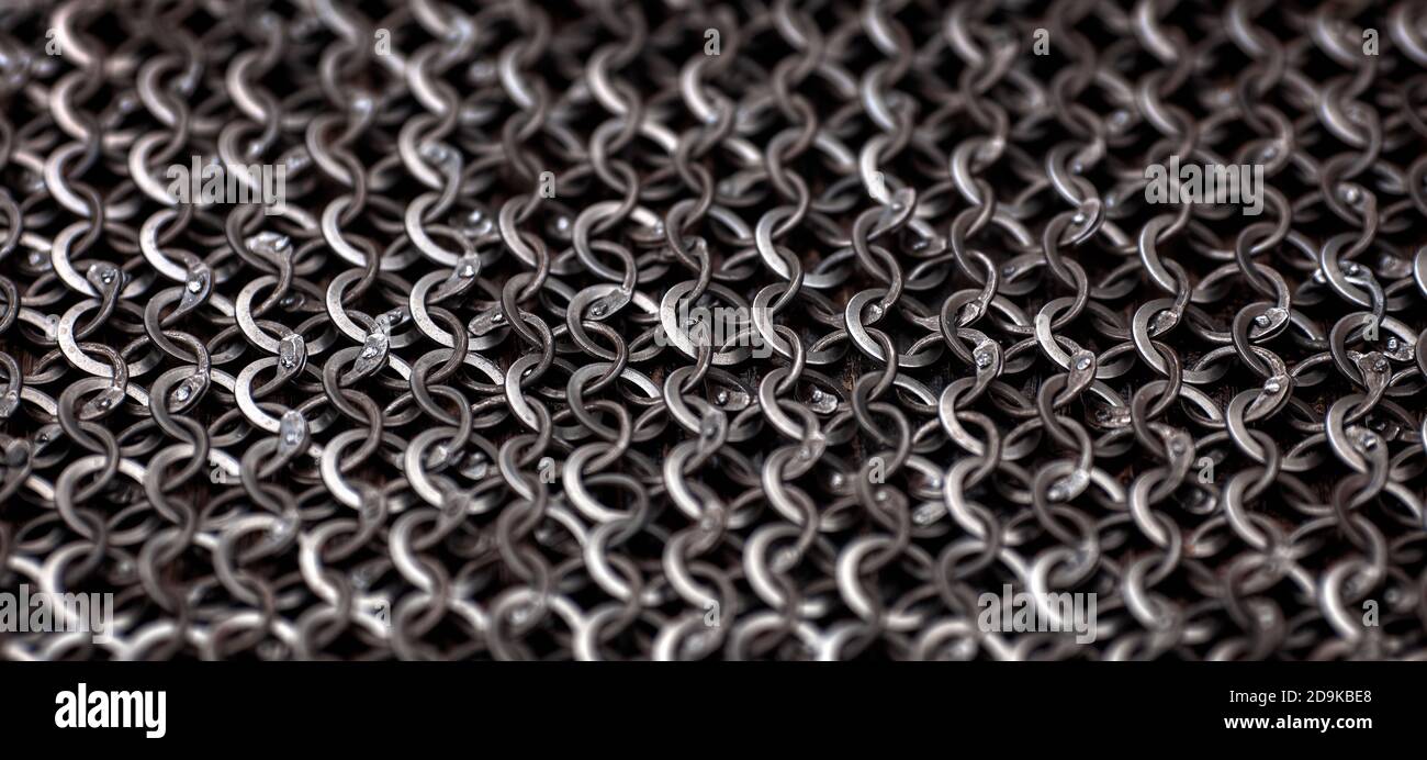 Chain-mail or Hauberk texture, metal protective armor of medieval or ...