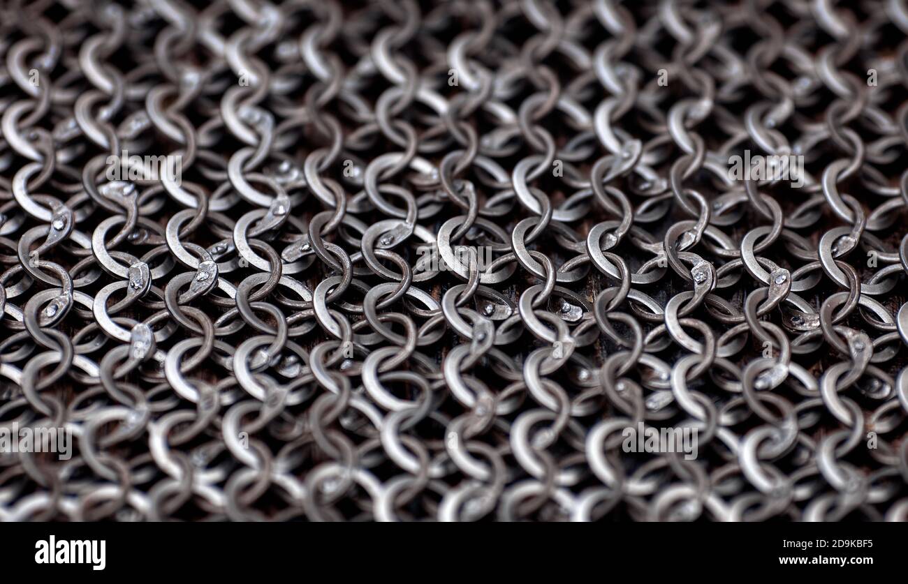 Chain-mail or Hauberk texture, metal protective armor of medieval or ...