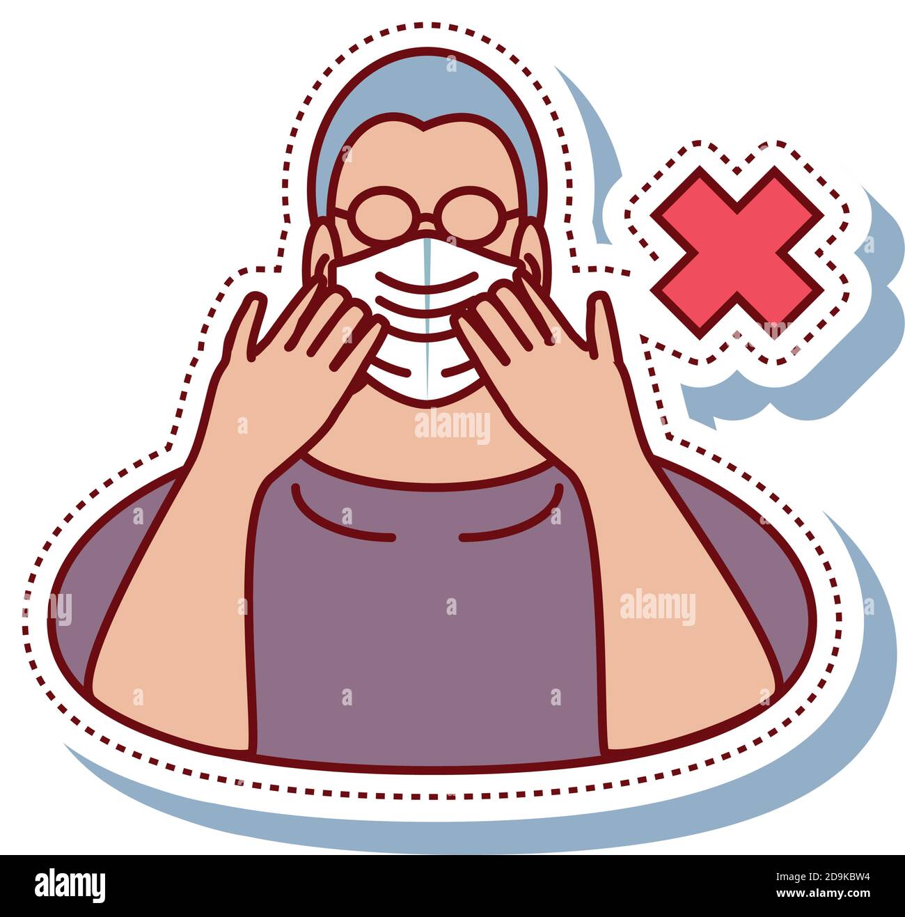 coronavirus covid 19, avoid touch your face vector illustration sticker ...